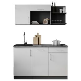 Pantryk&uuml;che respekta, B:145cm H:200cm T:60cm, wei&szlig;, Komplettk&uuml;chen-Sets, "Oliver", zerlegt, wahlweise mit Mikrowelle, mit Soft Close, Breite 145 cm