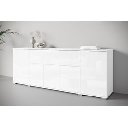 Sideboard OTTO HOME, B:180cm H:68cm T:39,5cm, wei&szlig;, Holzwerkstoff, Wohnzimmer, Sideboards, "Kenia, B/H/T: 180 x 68 x 39,5 cm", Push-to-Open, Klappe
