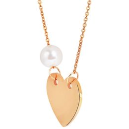 Adelia&acute;s ADELIA ́S Damen Kette ohne Anh&auml;nger "Halskette mit Anh&auml;nger &ndash; Herz aus Edelstahl", 45cm, Edelstahl, rosa, Edelstahl, Halsketten, Ein kleines Geschenk