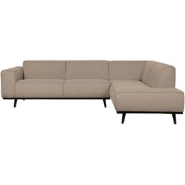 Ecksofa Woood, B:274cm H:77cm T:210cm, beige, 100% Polyester, Wohnzimmer, Sofas, "Statement, Sofa auf Birke-Gestell, mit Bonell- und Wellenfederung",
