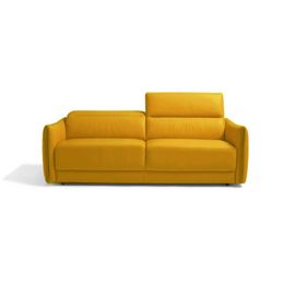 Egoitaliano Schlafsofa &raquo;FOX, Made in Italy-Designsofa mit Dauerschlaffunktion,Breite 216 cm&laquo; Schlafsofa aus Echtleder Bull mit verstellbaren Kopfst&uuml;tzen gelb 