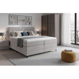 Boxspringbett Home Affaire, B:186cm L:213cm, beige, 100% PES, Komplettbetten, "Ilona, Doppelbett, Polsterbett, Federkernbett, Komforbett, 160, 180