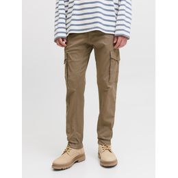 Jack & Jones JACK & JONES Herren Cargohose "PAUL FLAKE", beige, Gr. 30, unifarben, Web, Obermaterial: 98% Baumwolle, 2% Elasthan, Hosen, Baumwollmischung, regular