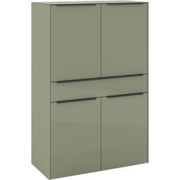 Highboard, B:92cm H:140cm T:42cm, gr&uuml;n, SET ONE BY Musterring, Glas, Holzwerkstoff, Wohnzimmer, Sideboards, "Reno", Mit Gleitern und in verschiedenen