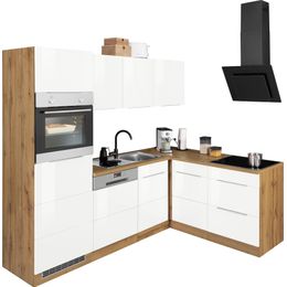 Winkelk&uuml;che KOCHSTATION, B:230cm H:200cm T:60cm, wei&szlig;, Komplettk&uuml;chen-Sets, "KS-Brindisi Stellbreite 230/170 cm", wahlweise mit E-Ger&auml;ten und