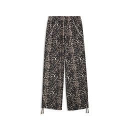 Puma Damen Trainingshose "SPORT ANIMAL RELAXED AOP WIDE LEG WOVEN PANTS"mouse gray, Gr. L, bedruckt, Obermaterial: 100% Polyester, Hosen, mit