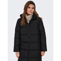 Only Damen Steppmantel "ONLMONTANA LONG PUFFER JACKET NOOS OTW", schwarz, Gr. XS, leicht gl&auml;nzend, unifarben, Steppware, Obermaterial: 100%