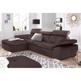 exxpo - sofa fashion Ecksofa &raquo;Spring, super bequem, mit Armteil- und Kopfteilfunktion&laquo; L-Form, wahlweise mit Bettfunktion und Bettkasten braun Luxus-