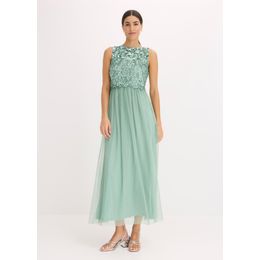bonprix Damen Maxikleid "Maxikleid mit Paillettenstickerei", gr&uuml;n, Gr. 38, Obermaterial: 100% Polyester. Futter: 100% Polyester, Kleider, ohne &Auml;rmel,