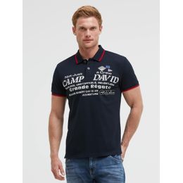 CAMP DAVID Herren Poloshirt, blau, Gr. XL, bedruckt, Piqu&eacute;, Material: 97% Baumwolle, 3% Elasthan, Shirts, mit Baumwolle