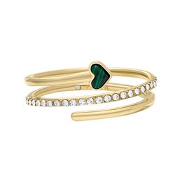 Fossil Damen Fingerring "Schmuck Geschenk Edelstahl Ring JEWELRY Herz", 16.5, Edelstahl, 1,1mm, bunt, Edelstahl, Fingerringe, mit Glasstein, Malachit