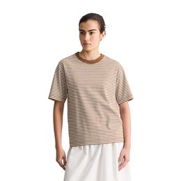 Marc O'Polo Damen T-Shirt "aus Organic Cotton", braun, Basic, Gr. XXS, MARC O'POLO DENIM, gestreift, Obermaterial: 100% Baumwolle, Shirts