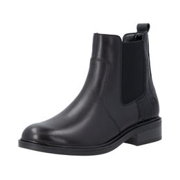 Remonte Damen Chelseaboots, Gr. 37, schwarz, Leder, Lederimitat, Basic, Schuhe, Stiefelette, Business-Boots mit Stretch, Blockabsatz