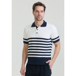 FELIX HARDY Herren Poloshirt "Gestreiftes Strick-Poloshirt Kurzarm", wei&szlig;, Gr. XXL, 100% Baumwolle, Shirts