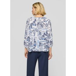 Rabe Damen Schlupfbluse, blau, Gr. 48, gemustert, Web, Obermaterial: 100% Viskose, Blusen, 3/4-Arm mit Allover-Druck