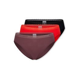 Schiesser Slip ' Modern Multi ' Damen Gr&ouml;&szlig;e M/L bordeaux / knallrot / schwarz