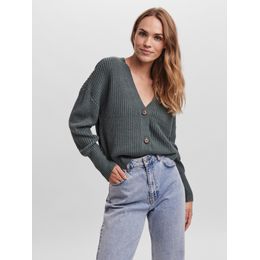 V&eacute;ro Moda VERO MODA Damen Strickjacke "VMLEA LS V-NECK CUFF CARDIGAN NOOS", gr&uuml;n, Gr. XL, unifarben, Strick, Obermaterial: 100% Polyacryl, Strickjacken,