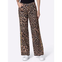 Heine Damen Webhose, braun, Gr. 38, bedruckt, gemustert, mehrfarbig, 98% Baumwolle, 2% Elasthan, Hosen