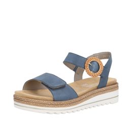 Remonte Damen Keilsandalette, Gr. 38, blau, Leder, unifarben, Schuhe, Sommerschuh, Riemchensandale mit praktischen Klettverschl&uuml;ssen