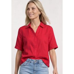 Street One Damen Hemdbluse, rot, Gr. 46, unifarben, Web, 100% Baumwolle, Blusen, aus reiner Baumwolle