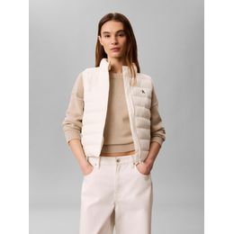 Damen Steppweste, wei&szlig;, Gr. XL, Calvin Klein Jeans, unifarben, Web, Obermaterial: 100% Polypropylen, Westen, Stehkragen, kurze Form, wattiert