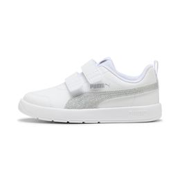Puma M&auml;dchen Sneaker "COURTFLEX V3 GLITZ V PS", Gr. 34Puma wei&szlig;, Puma silber, Synthetik, Schuhe