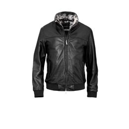 Bugatti Herren Lederjacke "BUARTURO", schwarz, Gr. 50, uni, Obermaterial: 100% Lammleder LEL. Futter: 100% Polyester PES. 100% Polyester PES.,