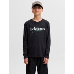 Jack & Jones Kinder Langarmshirt "JJTOM TEE LS CREW NECK JNR", schwarz, Gr. 152, JACK & JONES JUNIOR, Single Jersey, Obermaterial: 100% Baumwolle, Shirts,
