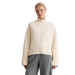 Marc O'Polo MARC O'POLO Damen Sweatshirt "mit breitem Rippstrick-Bund", beige, Gr. XL, unifarben, Obermaterial: 100% Baumwolle, Sweatshirts