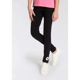 Converse M&auml;dchen Sporthose "WORDMARK LEGGING - f&uuml;r Kinder", schwarz, Gr. 152, bedruckt, unifarben, Sweatware, Obermaterial: 95% Baumwolle, 5%