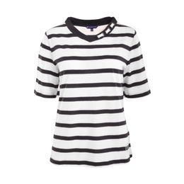 NAVIGAZIONE Damen T-Shirt "NAVIGAZIONE Shirt", blau, Gr. 48, gestreift, Obermaterial: 50% Baumwolle CO. 50% Modal CMD., Shirts, Zierband am Kragen