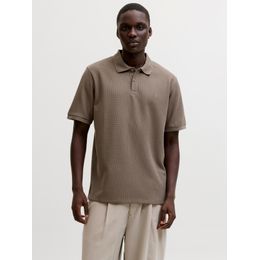 Jack & Jones JACK & JONES Herren Poloshirt "JJEAUSTIN POLO SS NOOS", braun, Gr. L, bestickt, unifarben, Jersey, Obermaterial: 58% Polyester, 40% Baumwolle, 2%