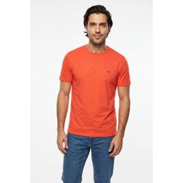 Fynch-Hatton Herren T-Shirt, orange, Gr. M, unifarben, Jersey, Obermaterial: 100% Baumwolle, Shirts, regular fit, unifarben, mit Logo Stickerei
