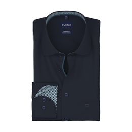 OLYMP Herren Langarmhemd "Luxor", blau, Gr. 46, unifarben, Web, Obermaterial: 100% Baumwolle, Hemden, Businesshemd, New-Kentkragen, Comfort Fit