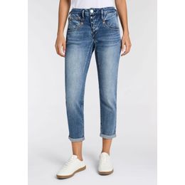 Herrlicher Damen Boyfriend-Jeans "Shyra Cropped Denim", blau, Gr. 34, Denim/Jeans, Obermaterial: 98% Baumwolle, 2% Elasthan, Jeans, in Cropped-L&auml;nge,