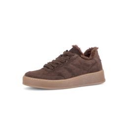Gabor Damen Plateausneaker, Gr. 36, braun, Textil, Veloursleder, Fellimitat, Schuhe, Freizeitschuh, Halbschuh, Schn&uuml;rer, Fellimitat am Schaftrand,