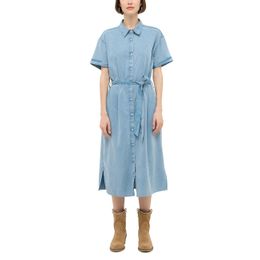 Mustang Damen Maxikleid "Damen Style Camilla Dress", blau, Gr. 40, Popeline, 72% Lyocell, 28% Baumwolle, Kleider