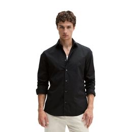 Marc O'Polo MARC O'POLO Herren Langarmhemd "aus Stretch-Popeline", schwarz, Gr. L, unifarben, Obermaterial: 97% Baumwolle, 3% Elasthan, Hemden