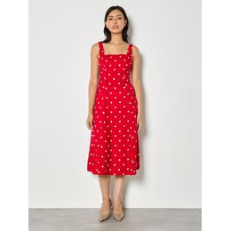 Apricot Damen Midikleid "Midi-Kleid", rot, Gr. 40, gepunktet, gewebt, Obermaterial: 81% Viskose CV. 19% Leinen LI., Kleider, mit Polka-Dot-Muster
