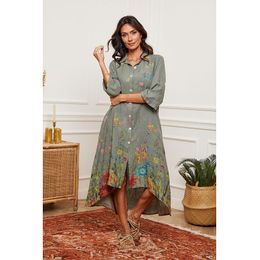 Fleur de Lin Leinen-Kleid "Faroudja" in Khaki - 73% | Gr&ouml;&szlig;e S | Damen-kleider