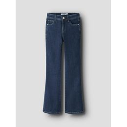 name it M&auml;dchen Bootcut-Jeans "NKFPOLLY SKINNY BOOT JEANS 1142-AU NOOS", blau, Gr. 116, leichte Abriebeffekte, Denim/Jeans, Obermaterial: 99%