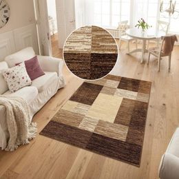 OTTO home Teppich &raquo;Melvin&laquo; rechteckig 8 mm H&ouml;he sch&ouml;n weich, Kurzflor Teppich Karo-Muster, Wohnzimmer, Esszimmer braun Kunstfaser B : 60cm 1 Stk., 8mm