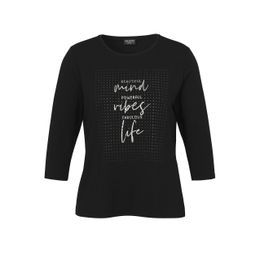 Via Appia Due Damen T-Shirt "Via Appia Due Shirt", schwarz, Gr. 52, Obermaterial: 47% Baumwolle CO. 47% Modal CMD. 6% Elasthan EL., Shirts, Gro&szlig;e