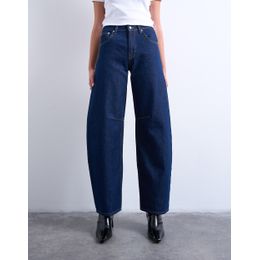 Topshop Damen Weite Jeans "TSBARREL HR DENIM JEANS DB NOOS", blau, Gr. 28, clean, Denim/Jeans, Obermaterial: 100% Baumwolle, Jeans, Baumwolle, Barrel