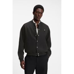 Hugo Herren Hugo Sweatjacke &raquo;Dabin Metal Logo&laquo; Flachstrickkragen, Oversize Fit, Druckkn&ouml;pfe schwarz M