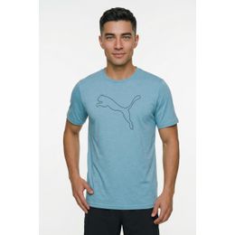 Puma Herren Trainingsshirt "M TAD ESSENTIAL HEATHER CAT TEE (CF LARGE CAT)", blau, Gr. XL, Jersey, Obermaterial: 100% Polyester, Shirts, mit