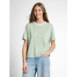 Tom Tailor Denim Damen Tom Tailor Denim T-Shirt mit Streifen Muster gr&uuml;n L