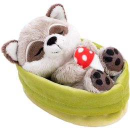Nici Kuscheltier &raquo;Sleeping Pets, Waschb&auml;r mit Fliegenpilz schlafend im K&ouml;rbchen&laquo; Einheitsgr&ouml;&szlig;e Kuscheltier