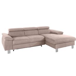 COTTA Ecksofa &raquo;Komaris L-Form, B: 244 cm&laquo; mit Kopfteilverstellung, optional Schlaffunktion, Bettkasten & Licht Microfaser PRIMABELLE (100% Polyester);