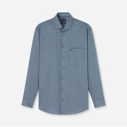 OLYMP Herren Langarmhemd "Luxor", blau, Gr. 40, gemustert, Web, Obermaterial: 100% Baumwolle, Hemden, Businesshemd, New-Kentkragen, Comfort Fit